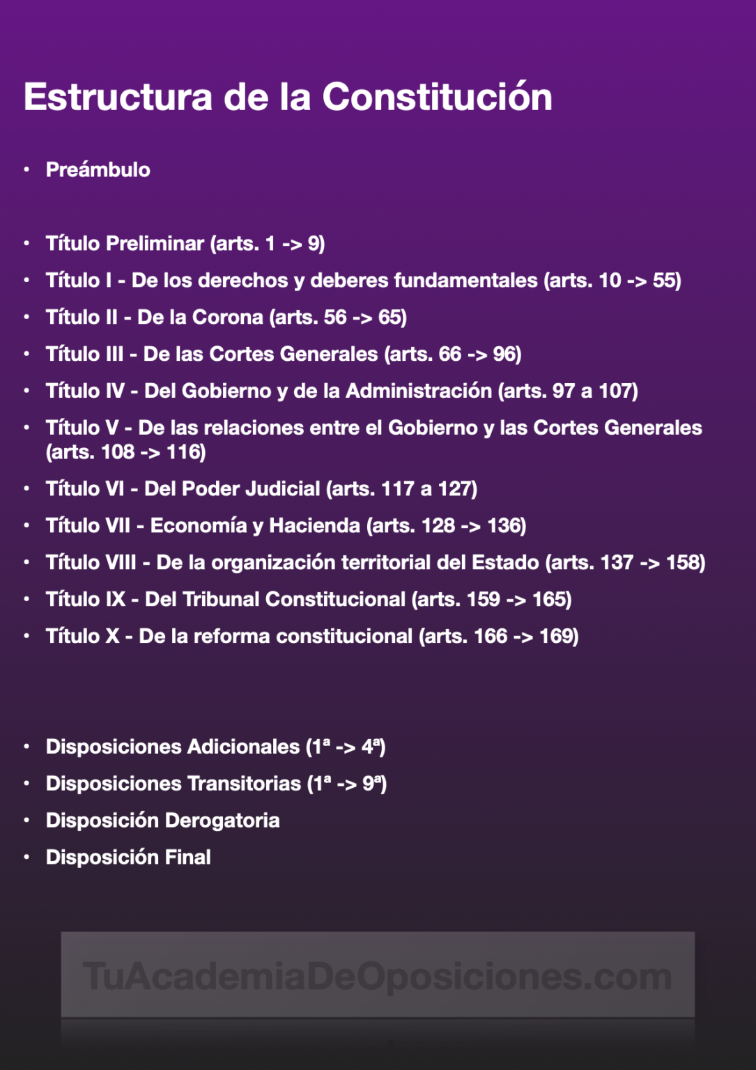 Esquema gratis de la estructura de la Constitución Española de 1978 ...